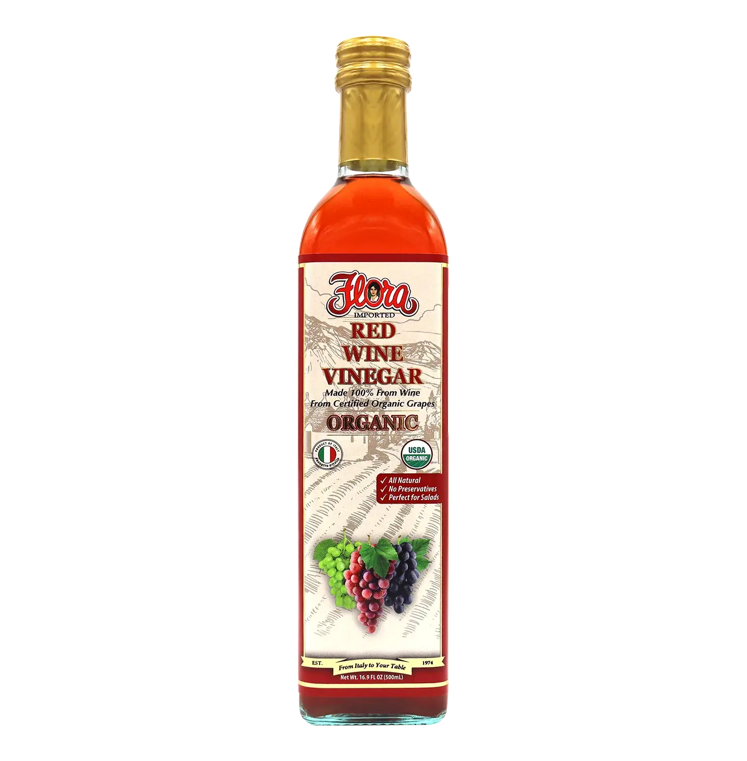 Organic Red Wine Vinegar - 16.9oz - Flora Fine Foods