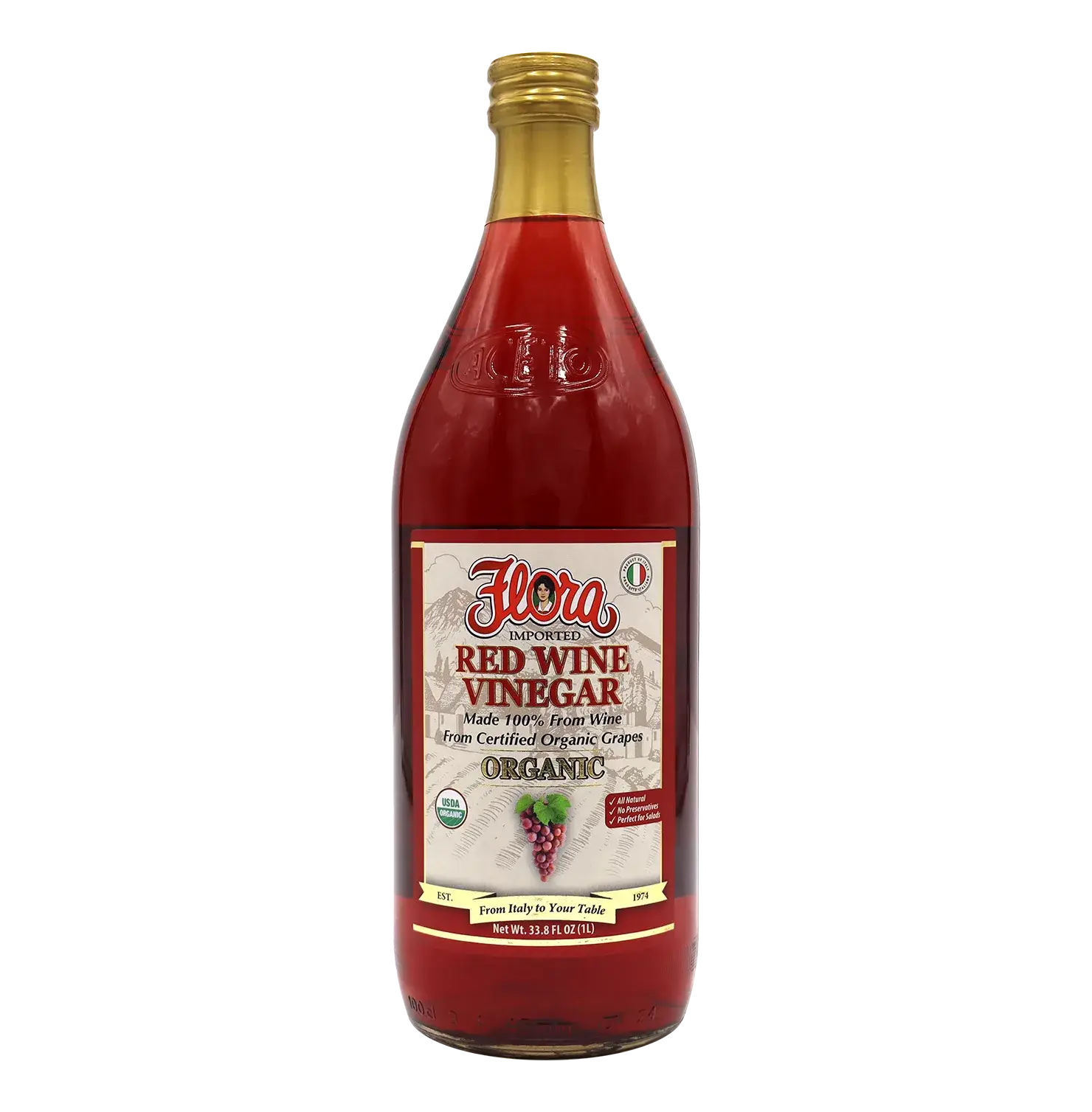 Organic Red Wine Vinegar - 34oz - Flora Fine Foods