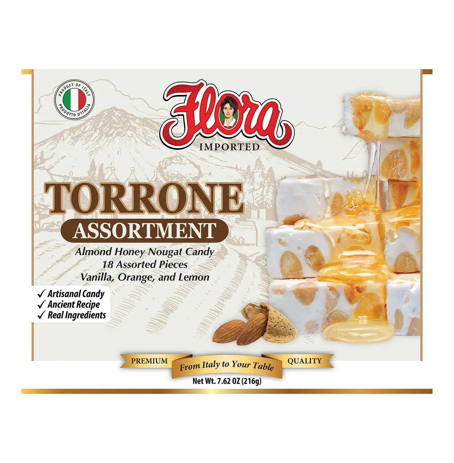 Torrone Assortment – Almond Honey Nougat Candy (18 Pieces) - Flora Fine Foods